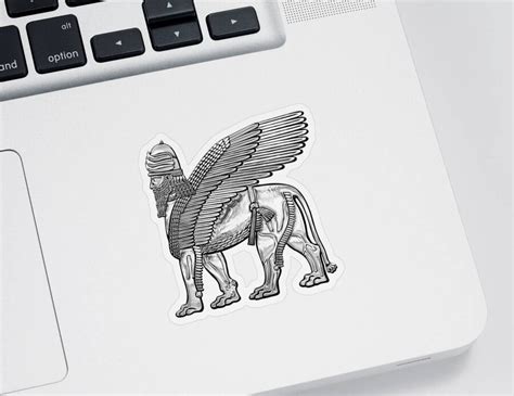 Assyrian Winged Lion Silver Lamassu Over Red Canvas Sticker By Serge