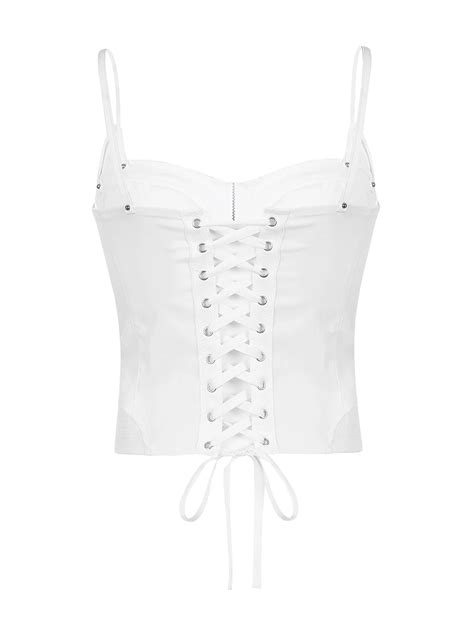 Women Sexy Spaghetti Strap Tank Top Vintage Low Cut Ruched Bodycon