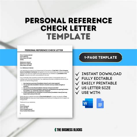 Personal Reference Check Letter Template Professional Reference Check