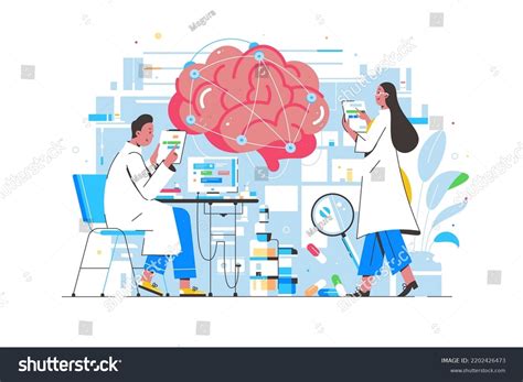 Laboratory Scientist Study Human Brain Stock Vector Royalty Free
