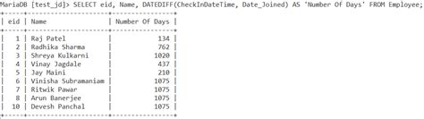 Mysql Datediff Find The Difference Between The Dates In Mysql