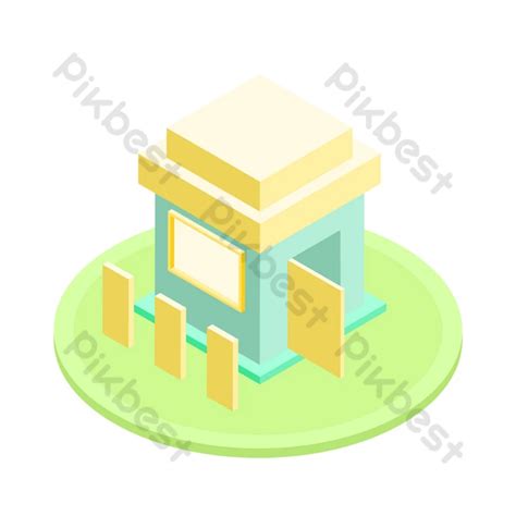 등각 투영 평면 노란색 건물 일러스트 일러스트 Png Ai 무료 다운로드 Pikbest