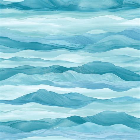 A Calming Ocean Wave Illustration Featuring Layers Of Soft Blues And Seafoam Greens The Design