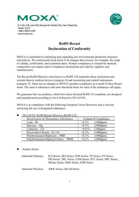 Rohs Compliance Certificate Template