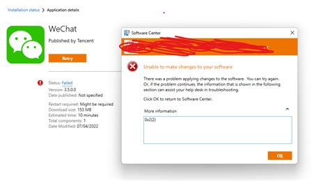 Sccmmecm Issue 0x22 When Installing Software Via Software Center