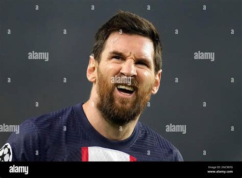Psgs Lionel Messi Reacts During The Champions League Round Of 16 First