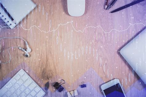 Premium Photo Multi Exposure Of Forex Graph Hologram Over Desktop With Phone Top View Mobile