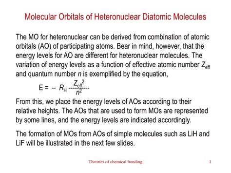 Ppt Molecular Orbitals Of Heteronuclear Diatomic Molecules Powerpoint