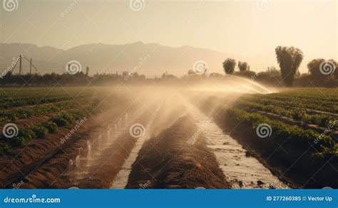 Farmer Irrigating Crops Using Pivot Irrigation System Generative Ai