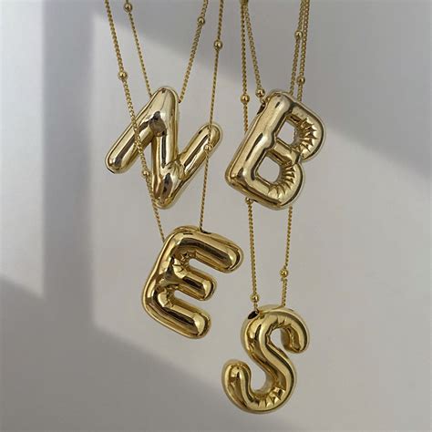 Custom Balloon Letter Necklace With Beaded Satellite Chain