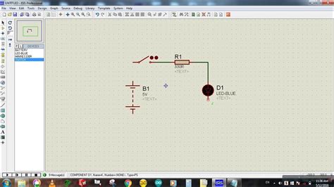 How To Design And Simulate A Simple Circuit In Proteus Making A Simple Led Circuit Youtube