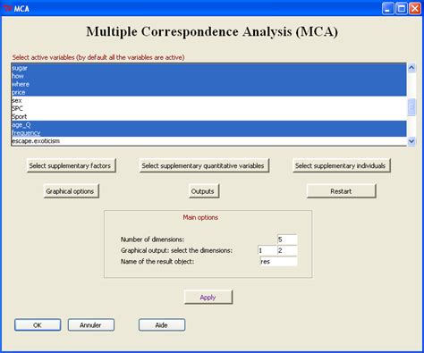graphical interface multiple correspondence analysis mca