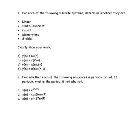 Solved For Each Of The Following Discrete Systems Determine