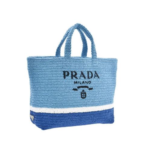 Prada Large Raffia Tote Bag Exclusive Celesteblue
