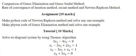 Solved Comparison Of Gauss Elimination And Gauss Seidal