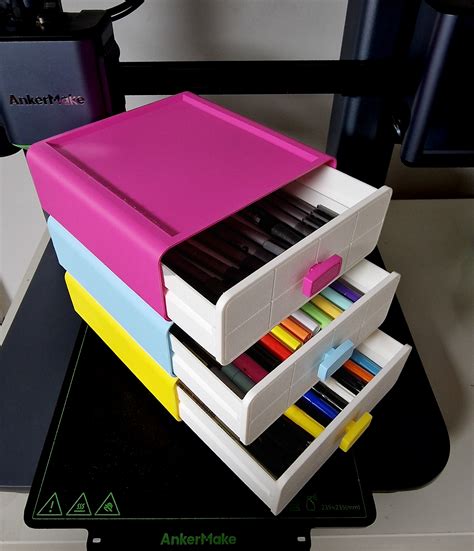 3d Printed Easy To Print Stackable Drawers • Made With Ankermake M5・cults