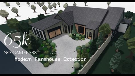 No Gamepass Bloxburg Modern Farmhouse Exterior 65k Youtube