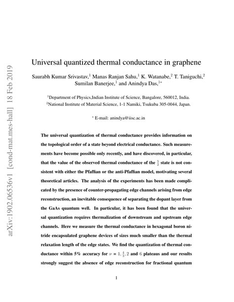 pdf universal quantized thermal conductance in graphene