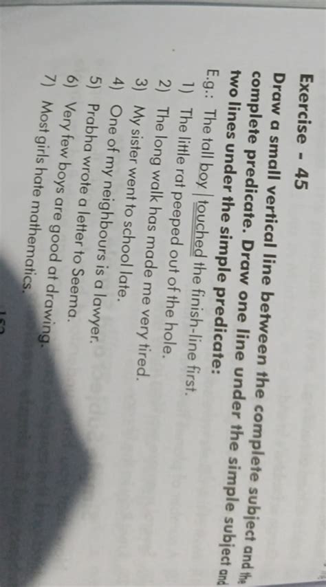 Exercise 45 Draw A Small Vertical Line Between The Complete Subject And