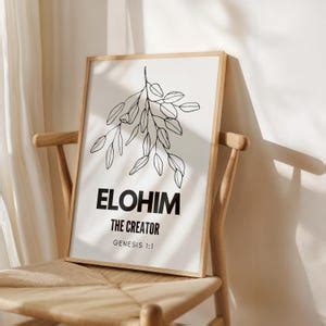 Elohim Christian Scripture Print Boho Bible Verse Wall Art Digital