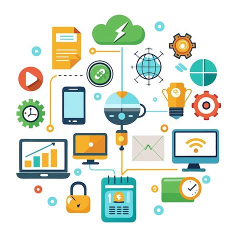 Colorful Infographic Illustration Of Digital Technology Networking And