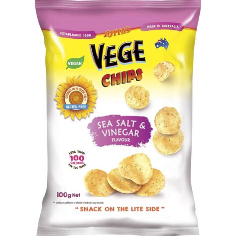 Ajitas Vege Chips Salt And Vinegar 100g Worldwide Shipping