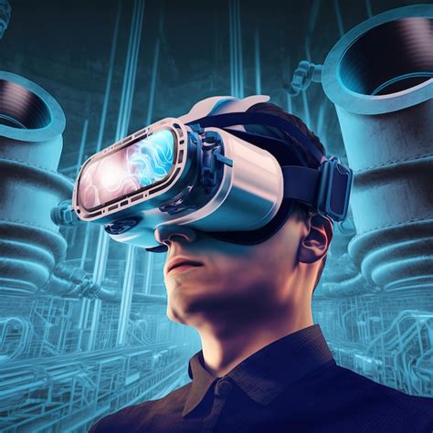 Premium Photo Vr Technology In Industrial Man In Virtual 3d Glasses