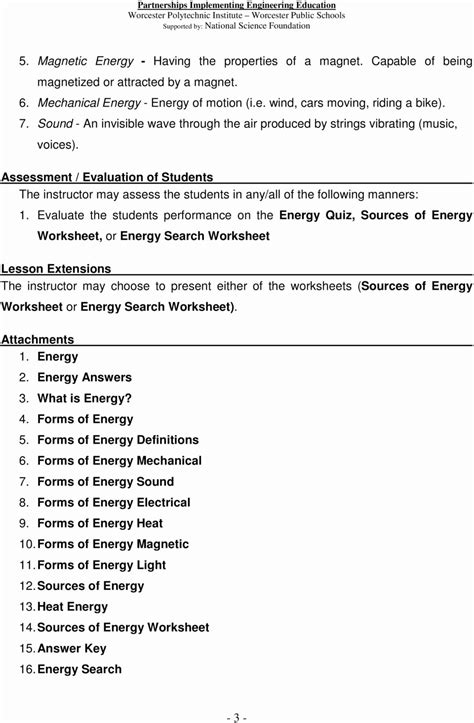 Introduction To Energy Worksheet Answers Chessmuseum Template Library