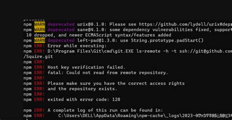 npm install 安装依赖，报错 host key verification failed toy模板网