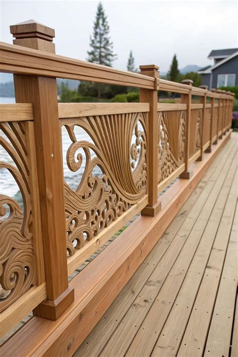 Elegant Deck Railing Options With Cedar Light And Layer