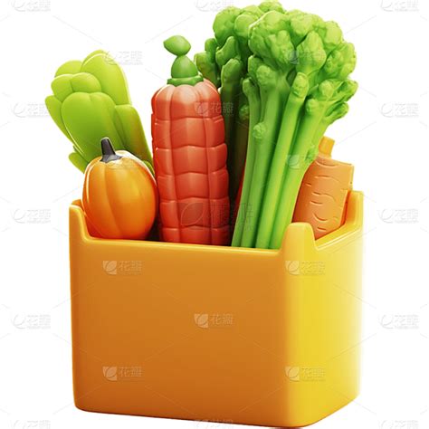 彩色立体风菜篮子物品贴纸