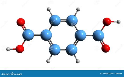 3d Image Of Terephthalic Acid Skeletal Formula Stock Illustration