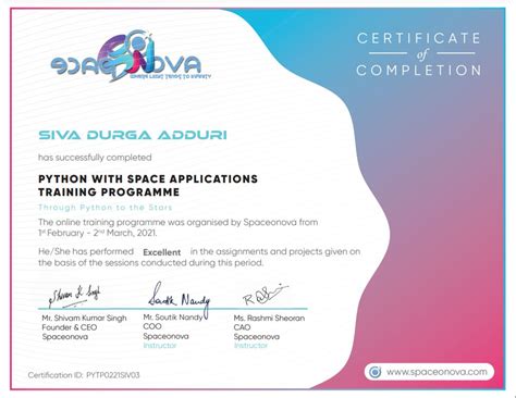 Siva Durga A On Linkedin Completed The Python With Space Applications Training Programme