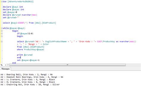 Sql Serverda Karar İfadeleri Ve Döngü Kullanımı