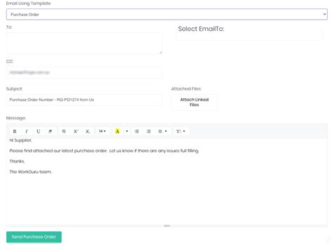 Emailing Purchase Orders In Workguru Workguru Support Portal