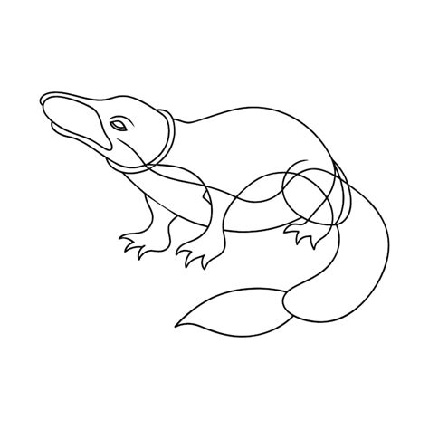 플래티푸스 컬러링 연속 라인 아트 터 일러스트레이션 프리미엄 벡터