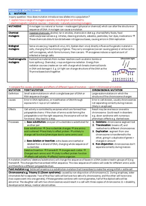 Mod Pdf Version Bio Notes Mod Module Genetic Change Mutation Inquiry Question How