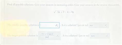 solved find all possible solutions give your answers in