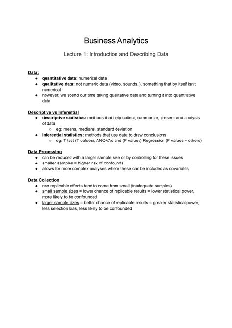 Lecture 1 Introduction And Describing Data Business Analytics Lecture 1 Introduction And