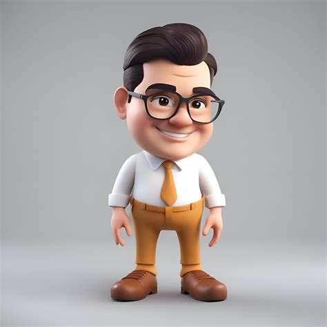 Ilustração 3d De Um Personagem De Desenho Animado Fofo Com óculos E