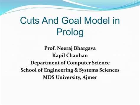 Cut And Goal On Prolog Ppt