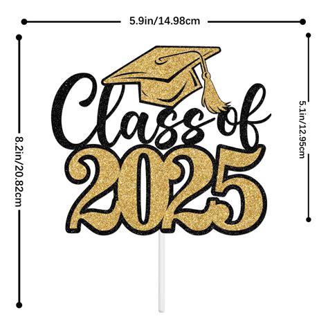 1 Pc Class Of 2025 Cake Topper Black Glitter Congrats 2025 Graduation