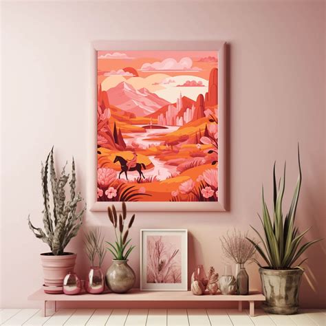 Retro Cowgirl Wall Art Print Western Cowgirl Art Pink Country Utopia