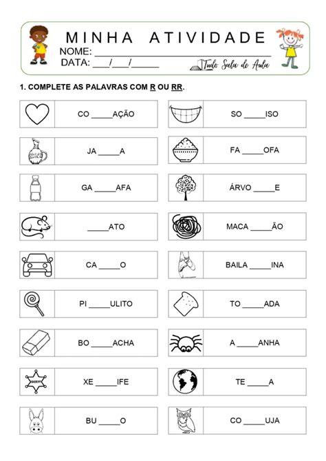 Atividades Com R E Rr Tudo Sala De Aula