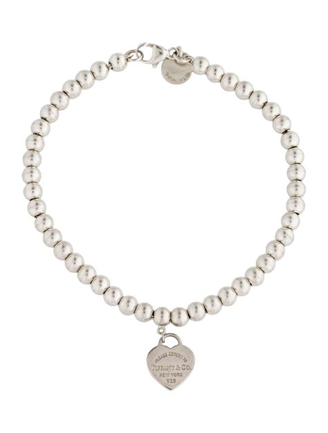 Tiffany And Co Mini Heart Tag Amazonite Bead Bracelet Sterling Silver