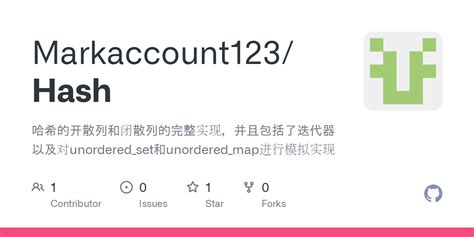 GitHub Markaccount123 Hash 哈希的开散列和闭散列的完整实现并且包括了迭代器以及对unordered set和unordered map进行模拟实现