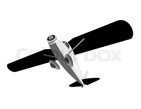 Propeller Airplane Flying Overhead Isolated Retro Style Stock Vector