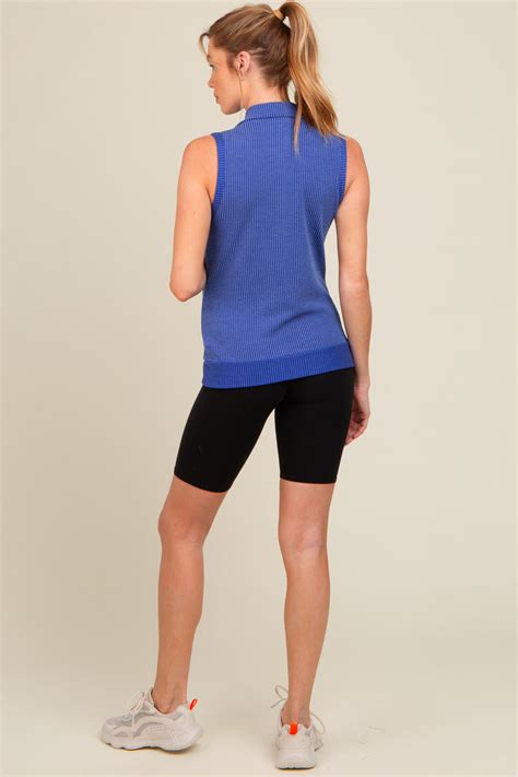 Royal Blue Half Zip Maternity Tank Pinkblush