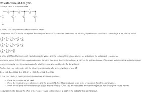 Solved Resistor Circuit Analysis In This Problem A Resistor Chegg Com