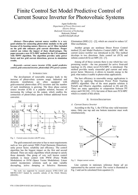 Pdf Finite Control Set Model Predictive Control Of Current Source